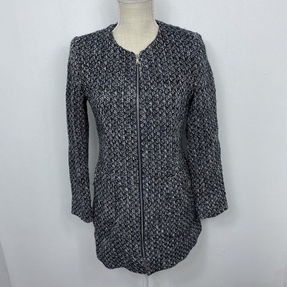 Zara | Jackets & Coats | Zara Tweed Jacket Full Zip Lined Basic Collection Womens Size Medium ...
